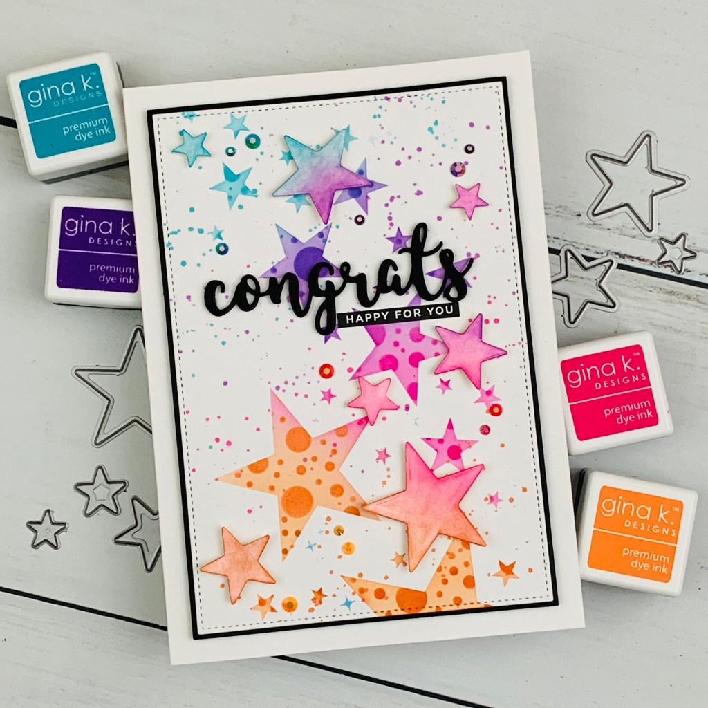 Fading Stars Stencil Ink Blended – Congrats – Kampa Kreations